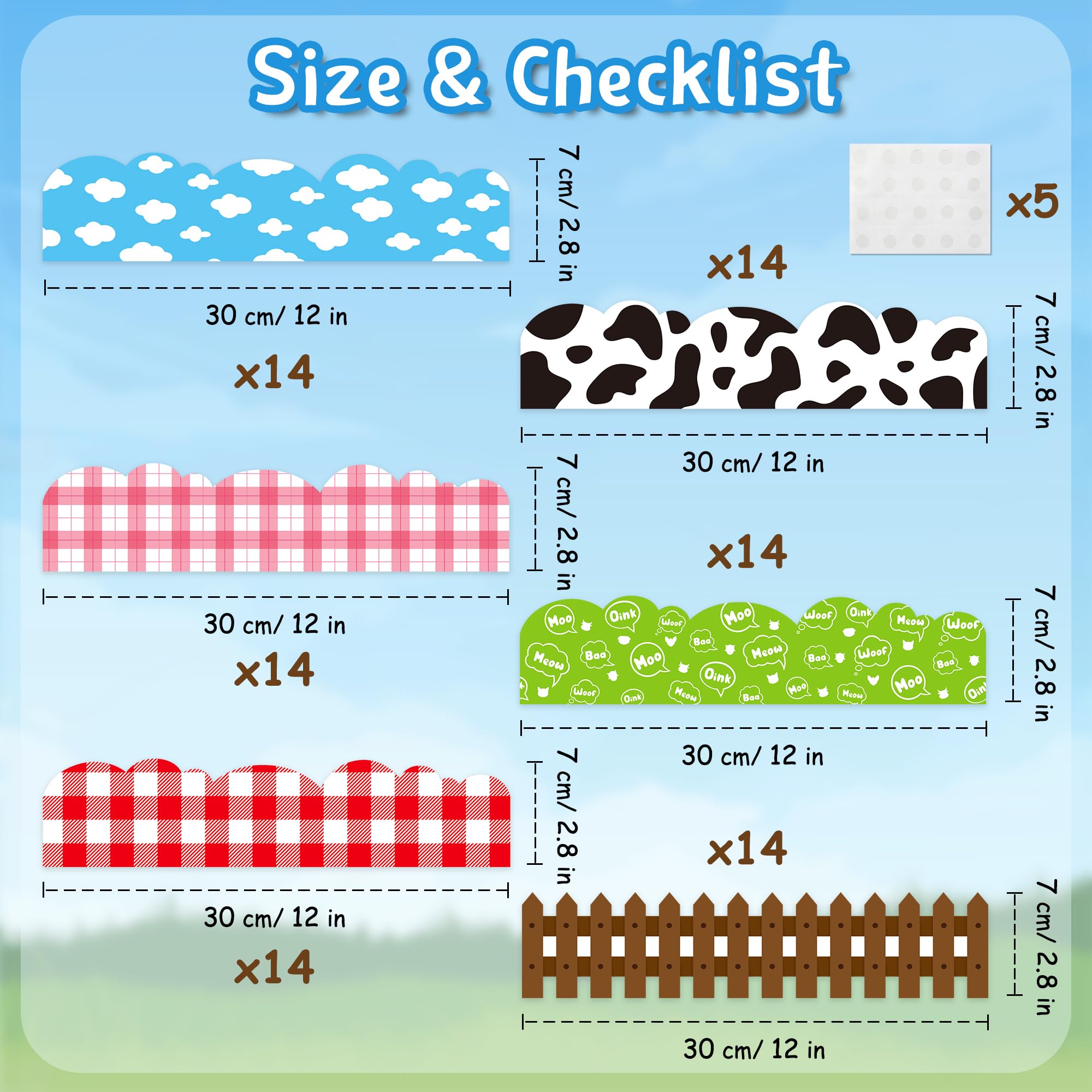 Snapklik.com : 84Pcs Farm Bulletin Board Border Colorful Farm Animals ...
