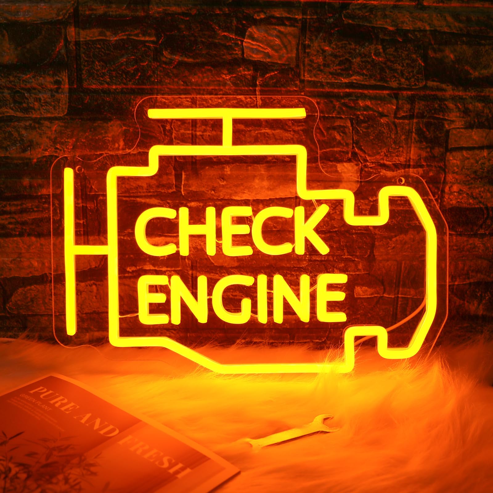 Amazon.com : UponRay Check Engine Neon Signs, Garage Decor Neon Light ...