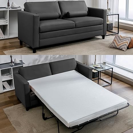 Amazon.com: PUREMIND Queen Pull Out Sofa Bed, Leather Convertible ...