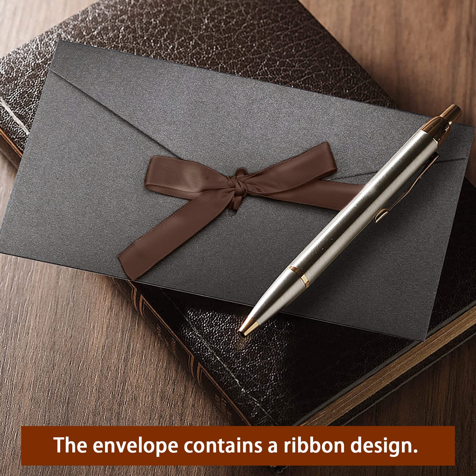 Black Kraft Paper Envelopes Retro Envelopes with Ribbons Gift Card ...