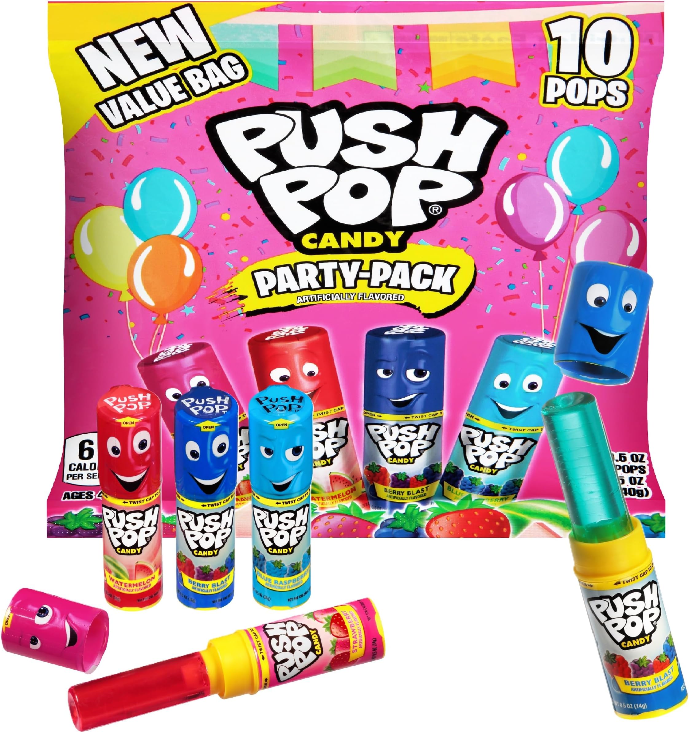Amazon.com: Push Pop Gummy Roll 4ct Bag with Assorted Fruity Flavors, 1.4oz