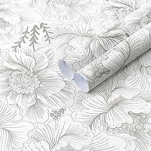 Guvana Peel and Stick Wallpaper Grey Floral Wallpaper Boho Removable ...