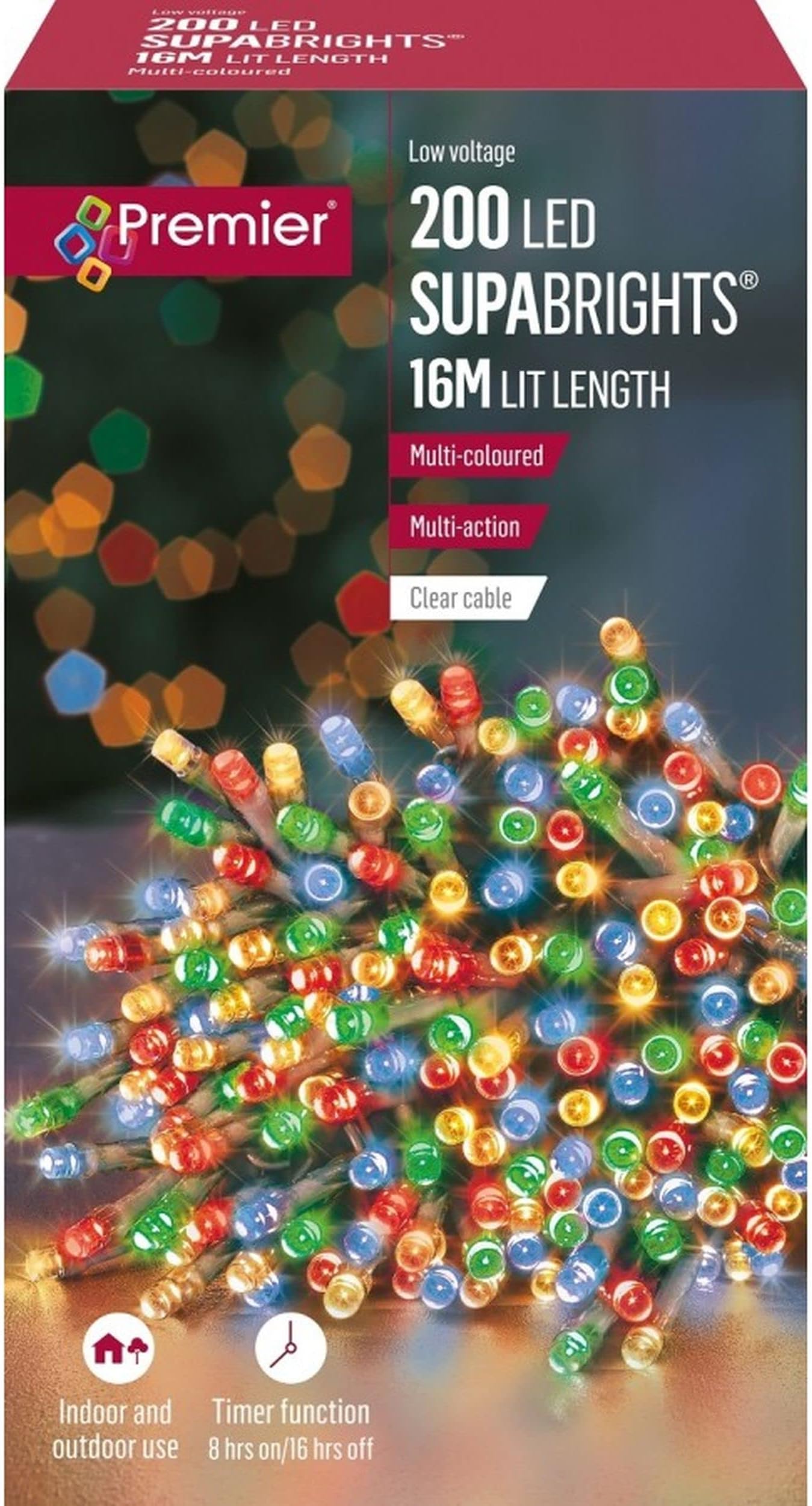 Premier 100 Timelights Battery Operated 10m Clear Cable Multi Action ...