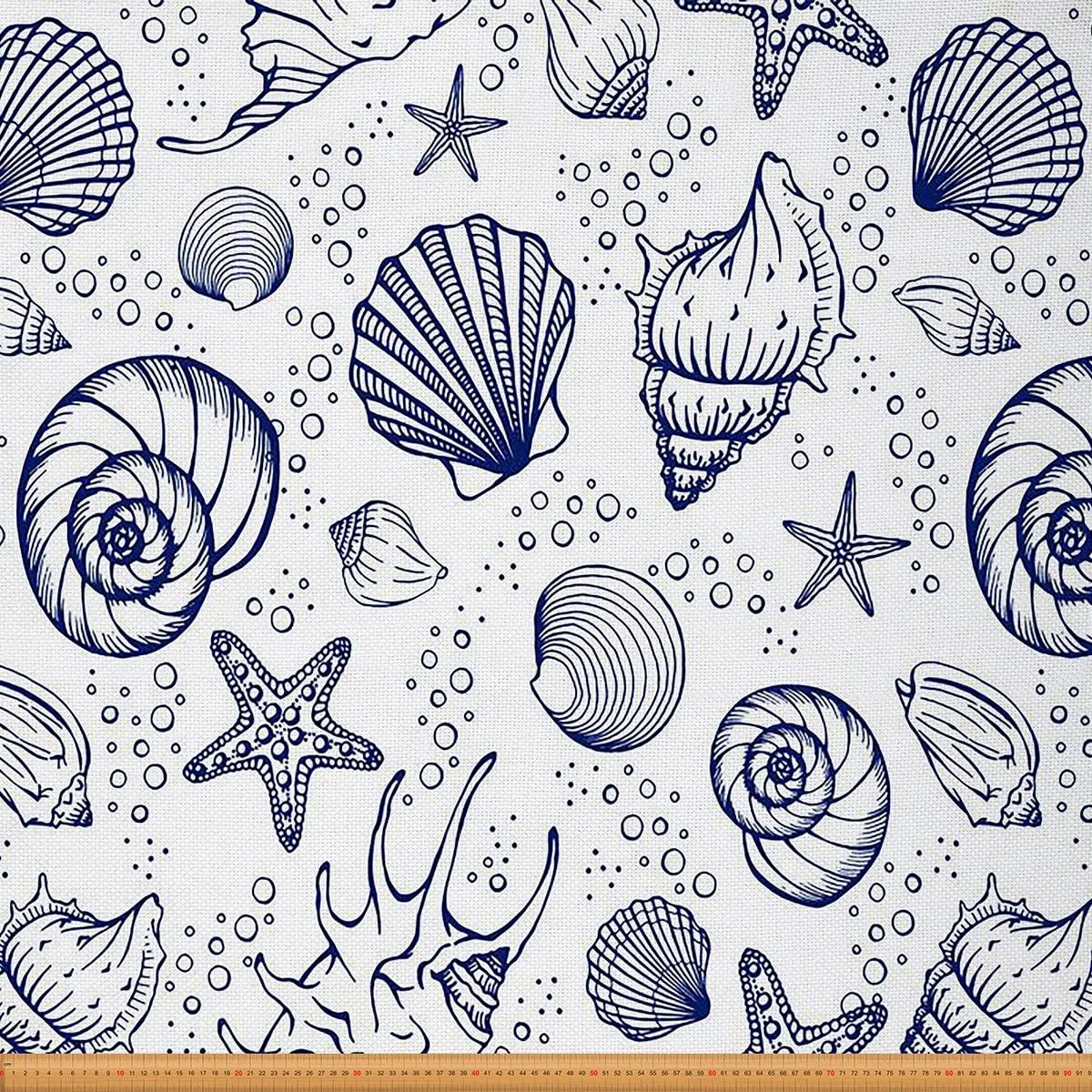 Amazon.com: Shell Fabric by The Yard, Nautical Upholstery Fabric, Ocean ...