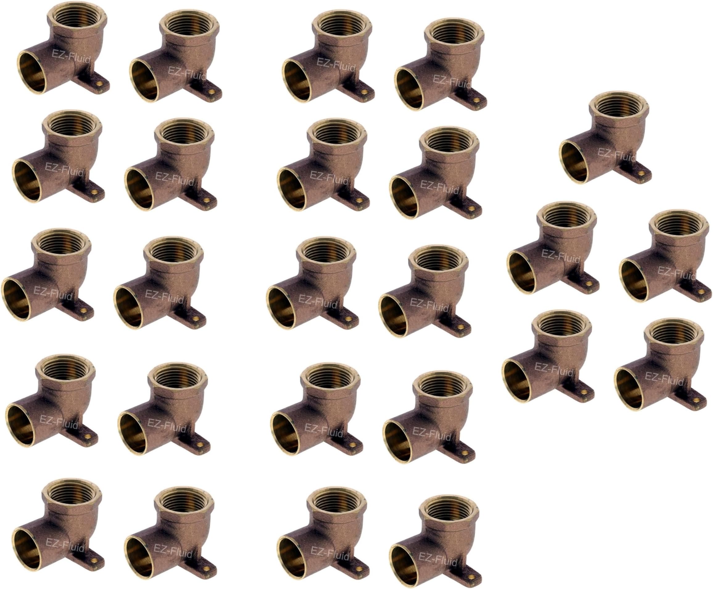 EZ-FLUID 1/2" Nom. Copper Sweat X 1/2" Fip Threaded Drop Ear Elbow ...