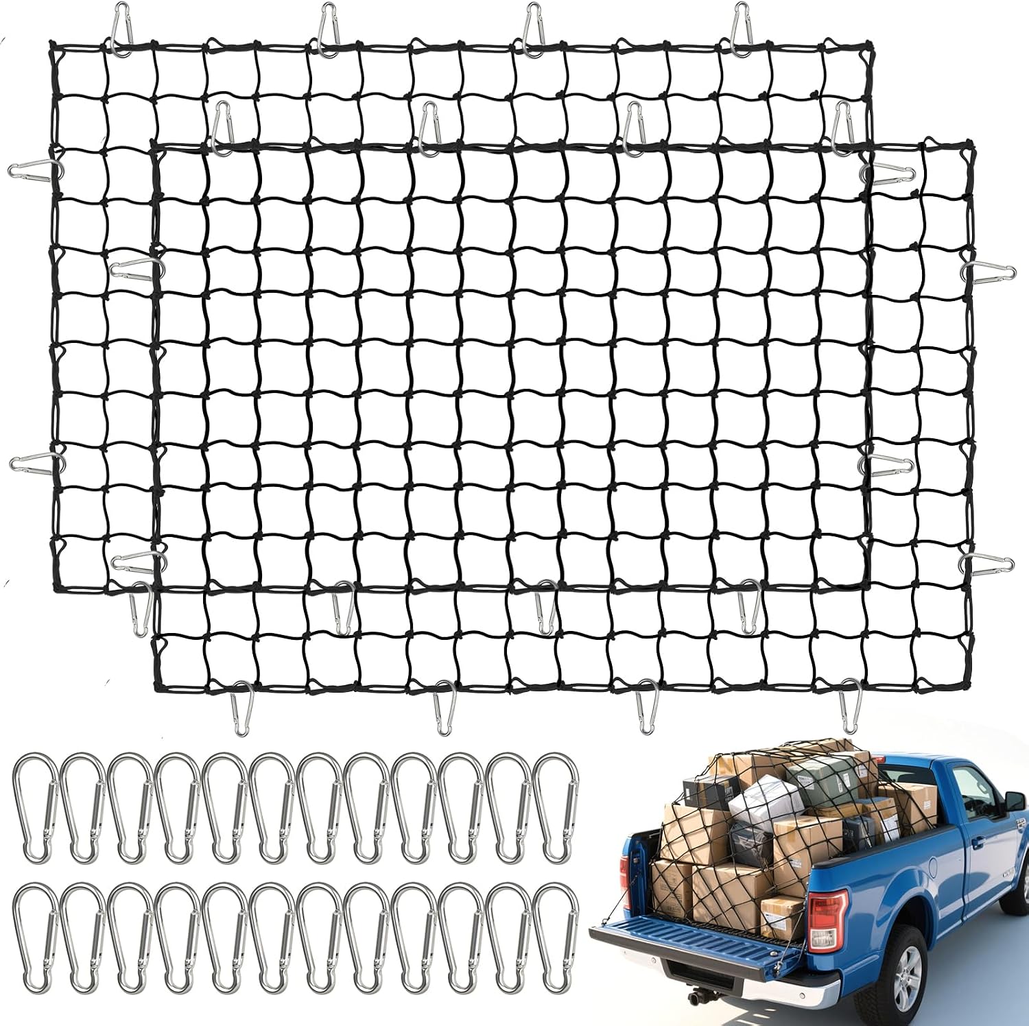 Amazon.com: 2 Pack Cargo Net for Pickup Truck Bed, 4' x 6' Heavy Duty ...