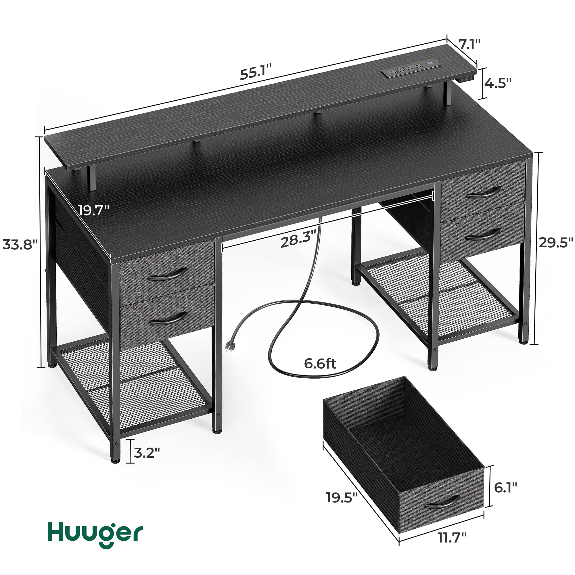Huuger 55 inch Computer Desk Instruction Manual