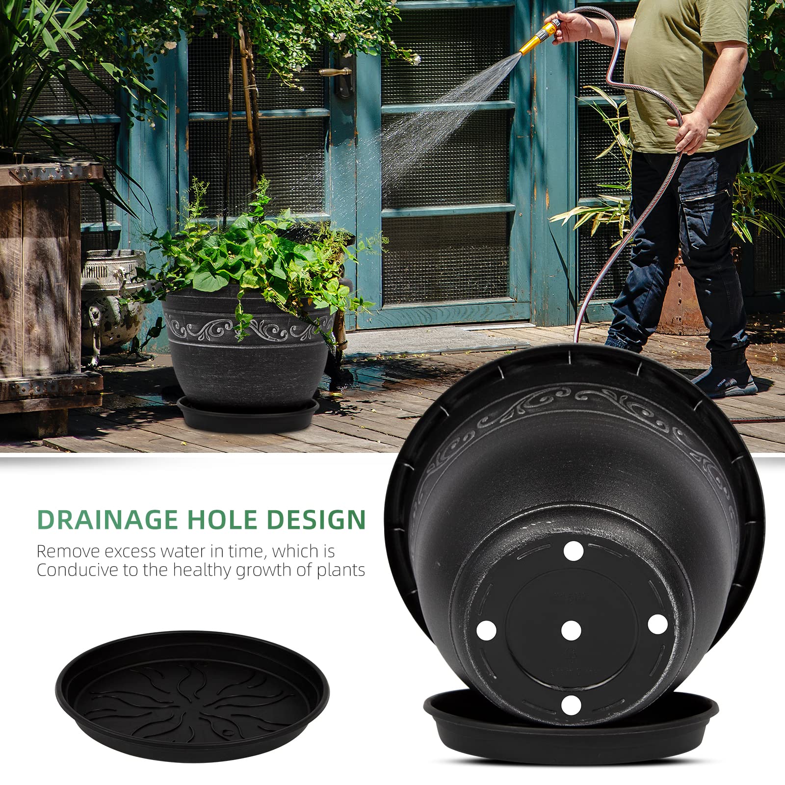 Snapklik.com : QCQHDU Plant Pots, 3 Packs 12 Inch Planters