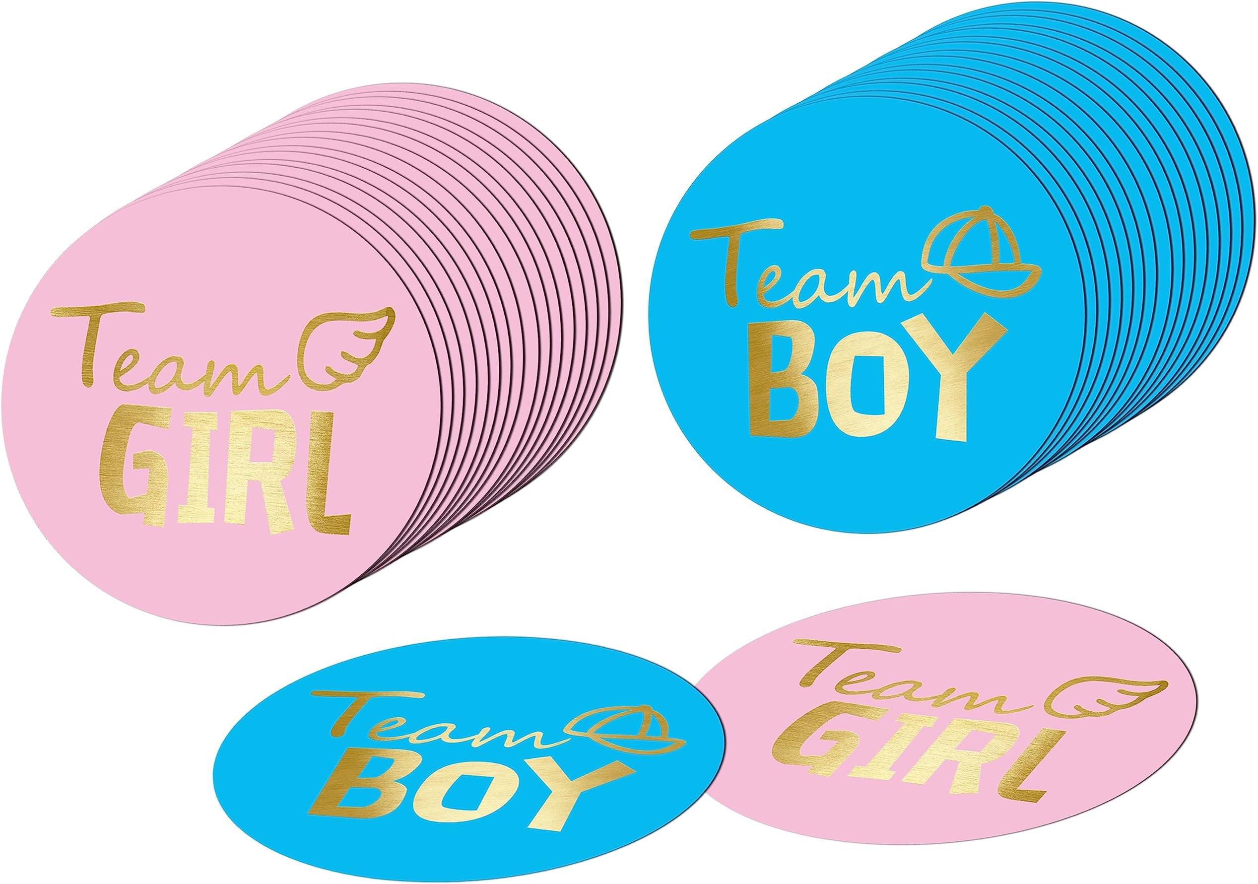 Amazon.com: Mr.Mug Gold Gender Reveal Stickers- 80 Pack Team boy and ...