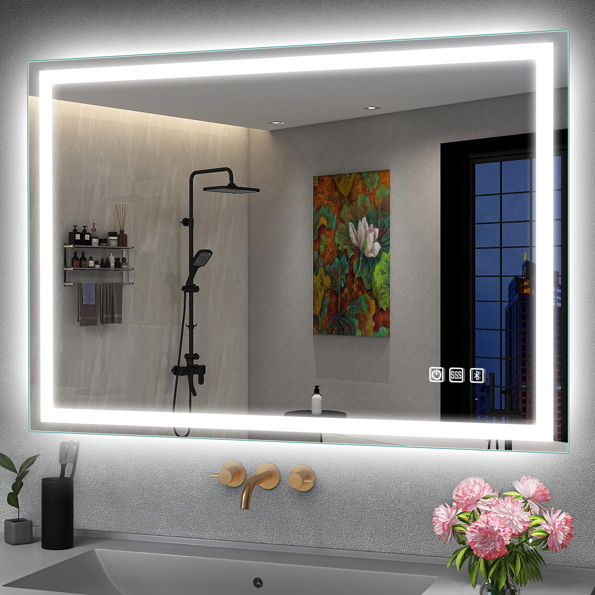 S'bagno Bluetooth-Bathroom-Mirror-with-LED-Lights 800x600mm, LED ...