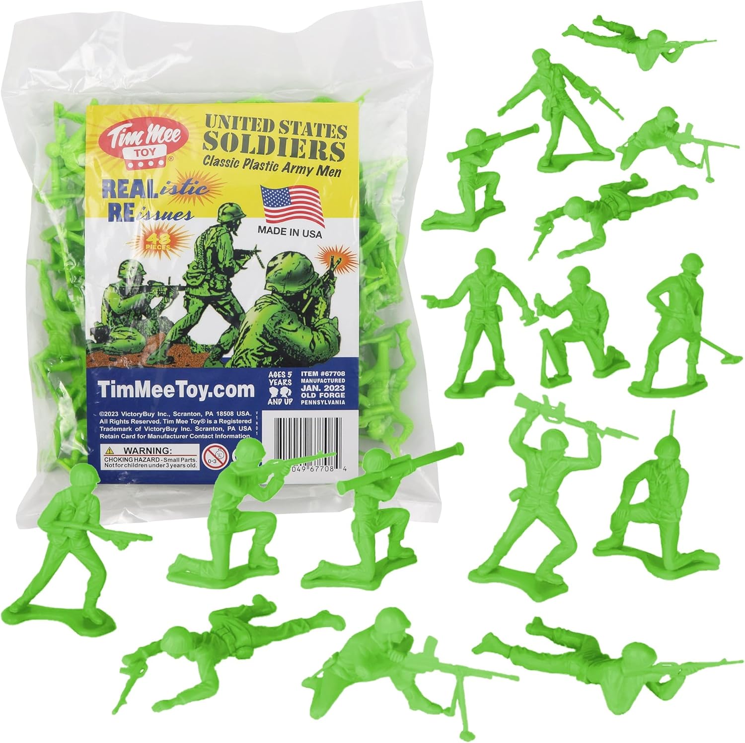 Amazon.com: TimMee Plastic Army Men - Lime Green 48pc Toy Soldier ...