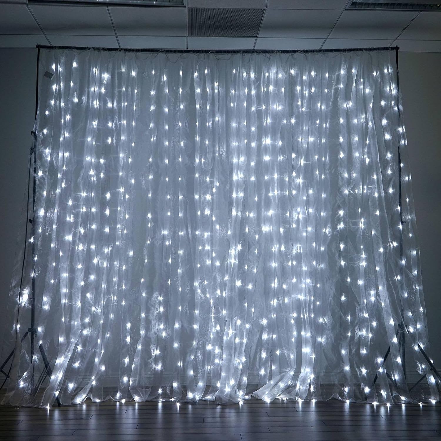 Amazon.com: Efavormart 18 ft x 9 ft LED Lights Organza Backdrop Curtain ...
