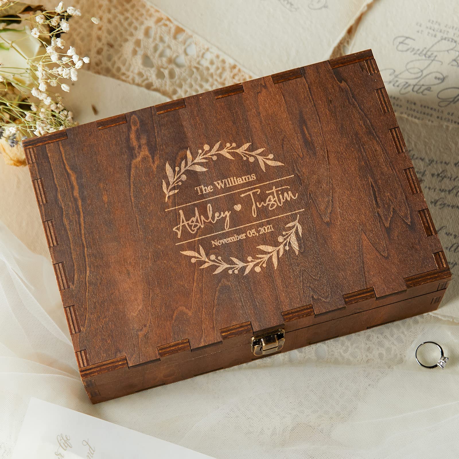 Amazon.com: AW BRIDAL Keepsake Box With Lid - Wood Wedding Memory ...