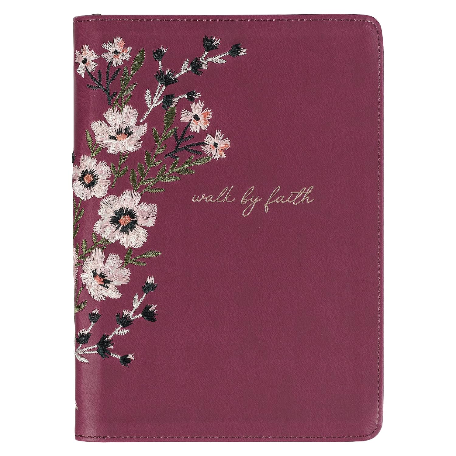 Classic Faux Leather Journal Walk by Faith 2 Corinthians 5:7 Burgundy ...