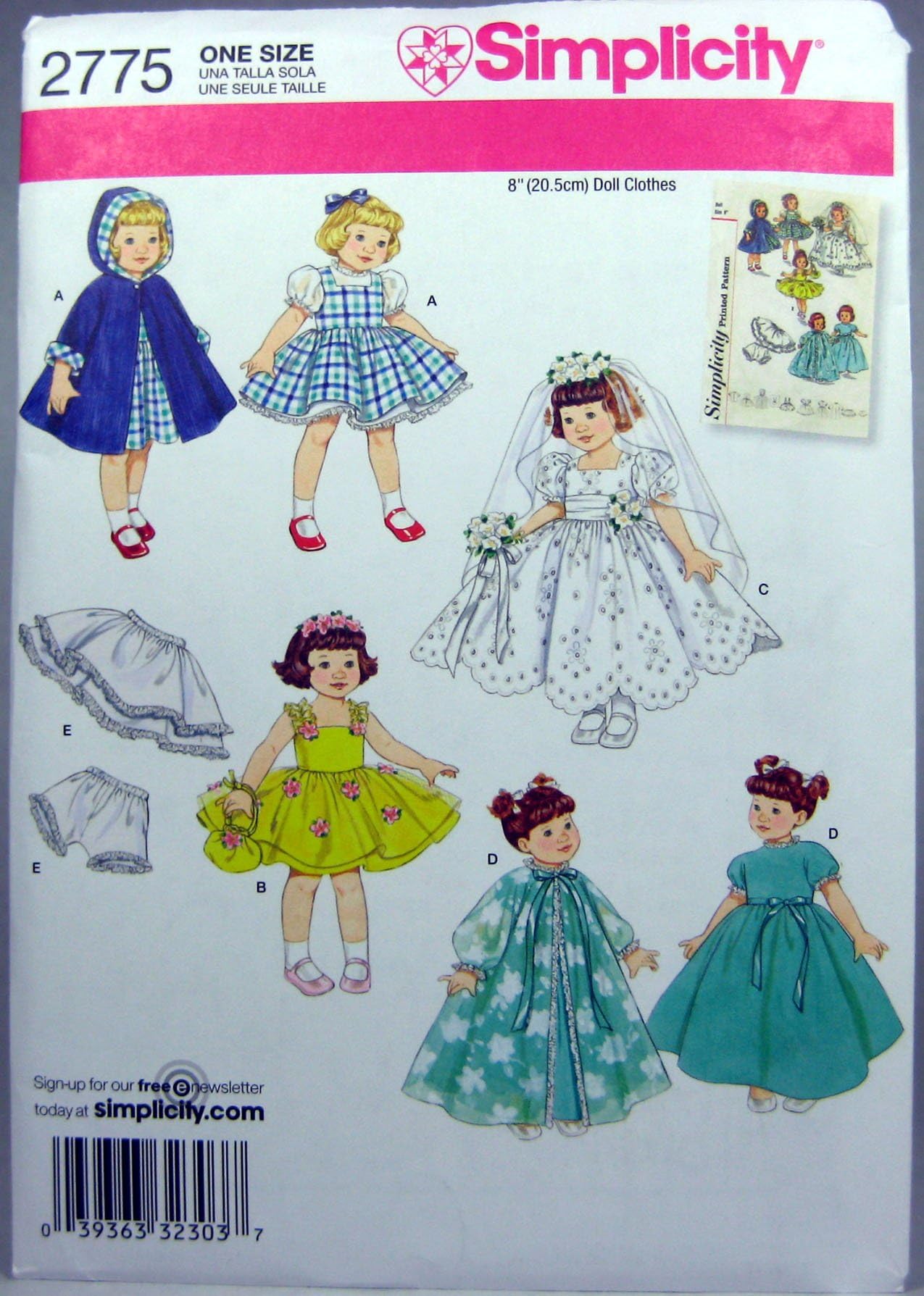 Amazon.com: Simplicity Sewing Pattern 2775 Wardrobe For 8" Dolls : Arts ...