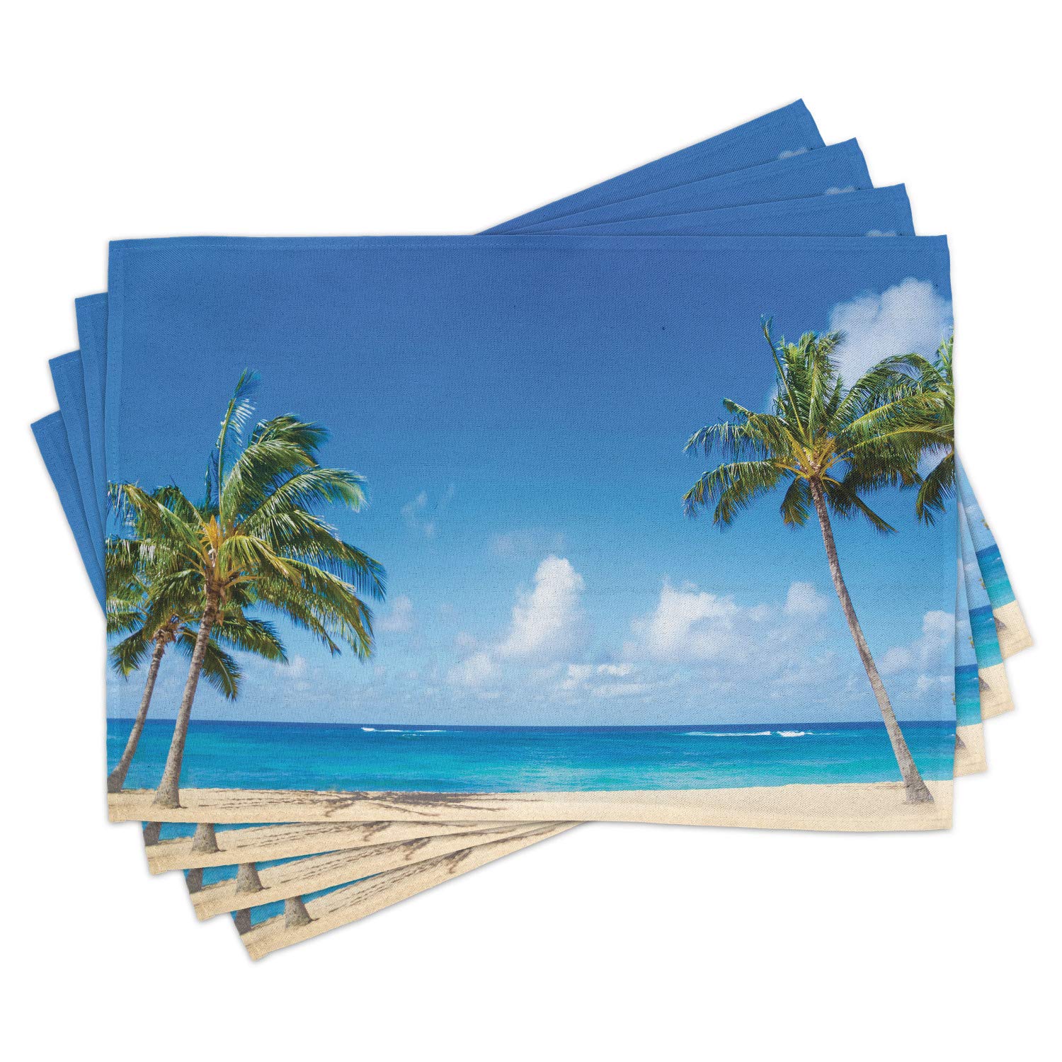 Amazon.com: Lunarable Hawaiian Place Mats Set of 4, Windy Exotic Island ...