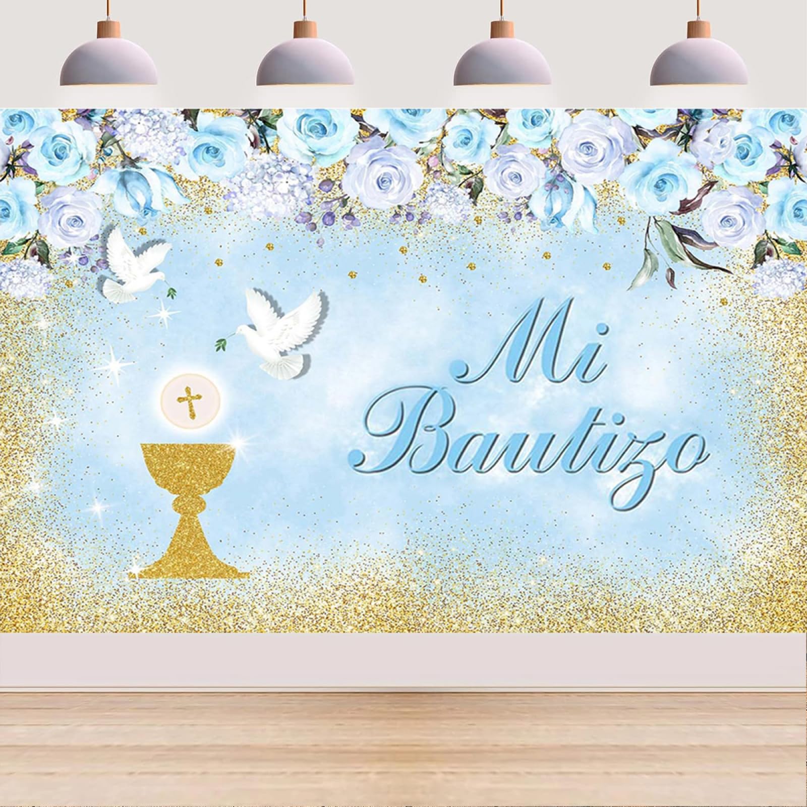 Gold And Blue Christening Background Christening Background Stock