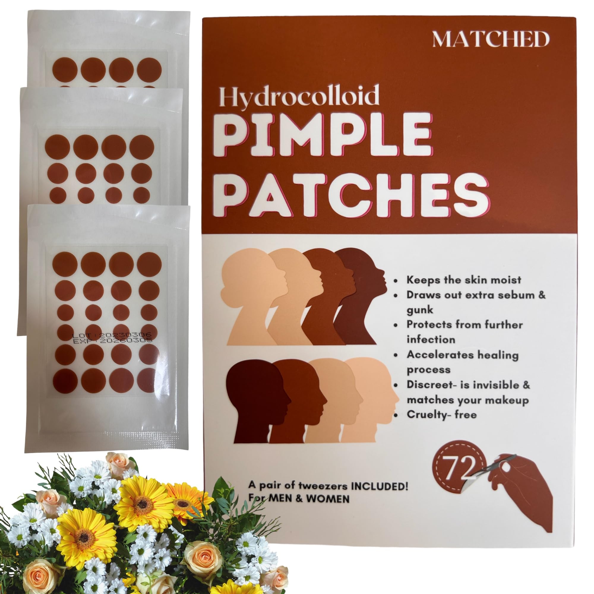 Amazon.com: MATCHED Hydrocolloid Pimple Patches-Invisible Acne Patches ...