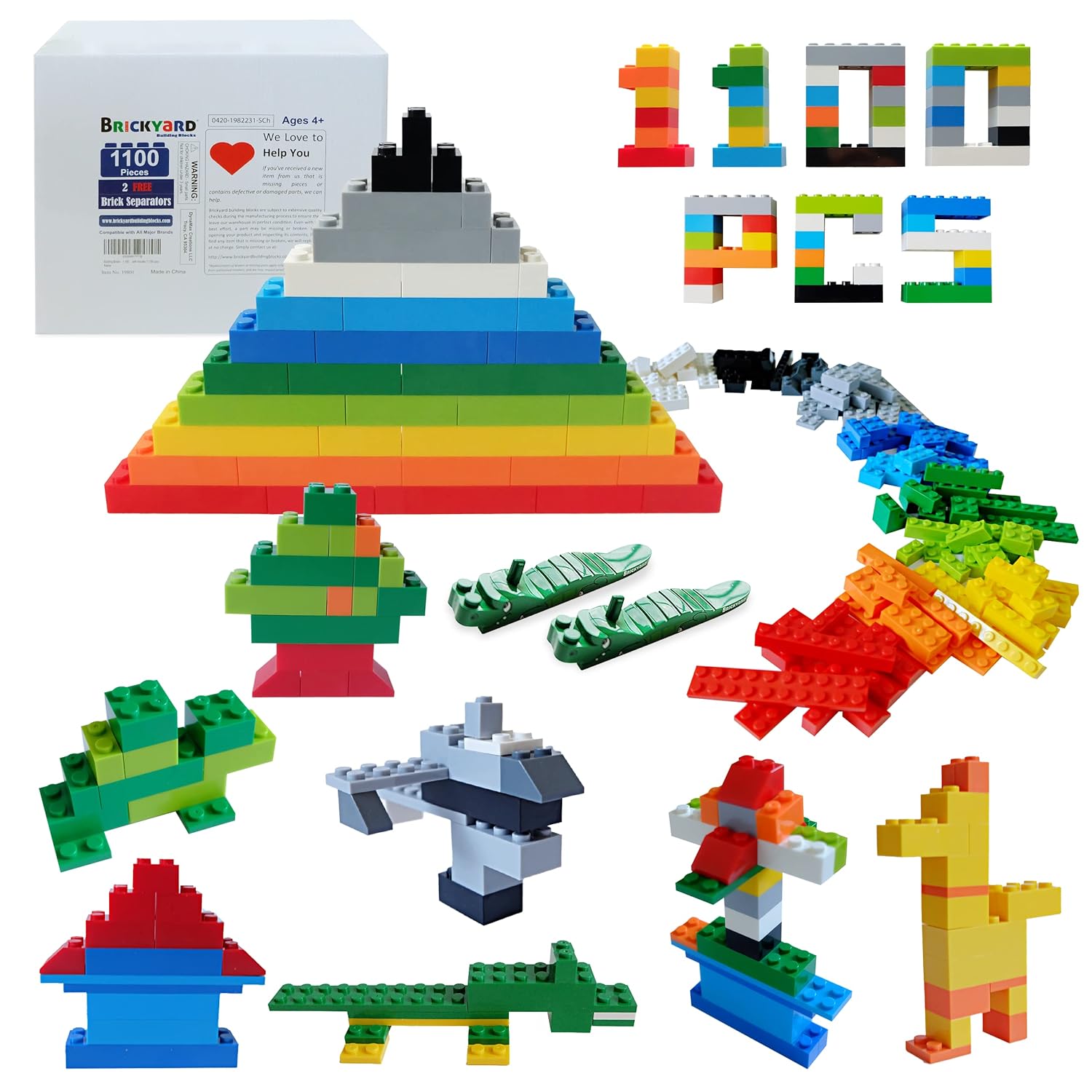 Buy [1,100 Pieces] Lego Compatible Building Brick Toys By Brickyard ...