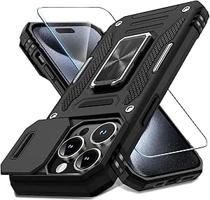 DEERLAMN Case for iPhone 15 Pro Max with Slide Camera Cover+Screen Protector(1 Pack), Rotated ...