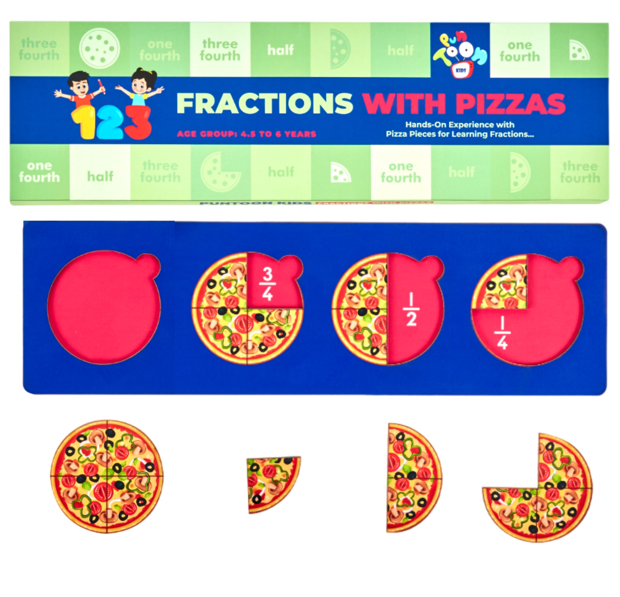 Buy PunToon Kids Pizza Fraction Board Games for Kids | Wooden ...