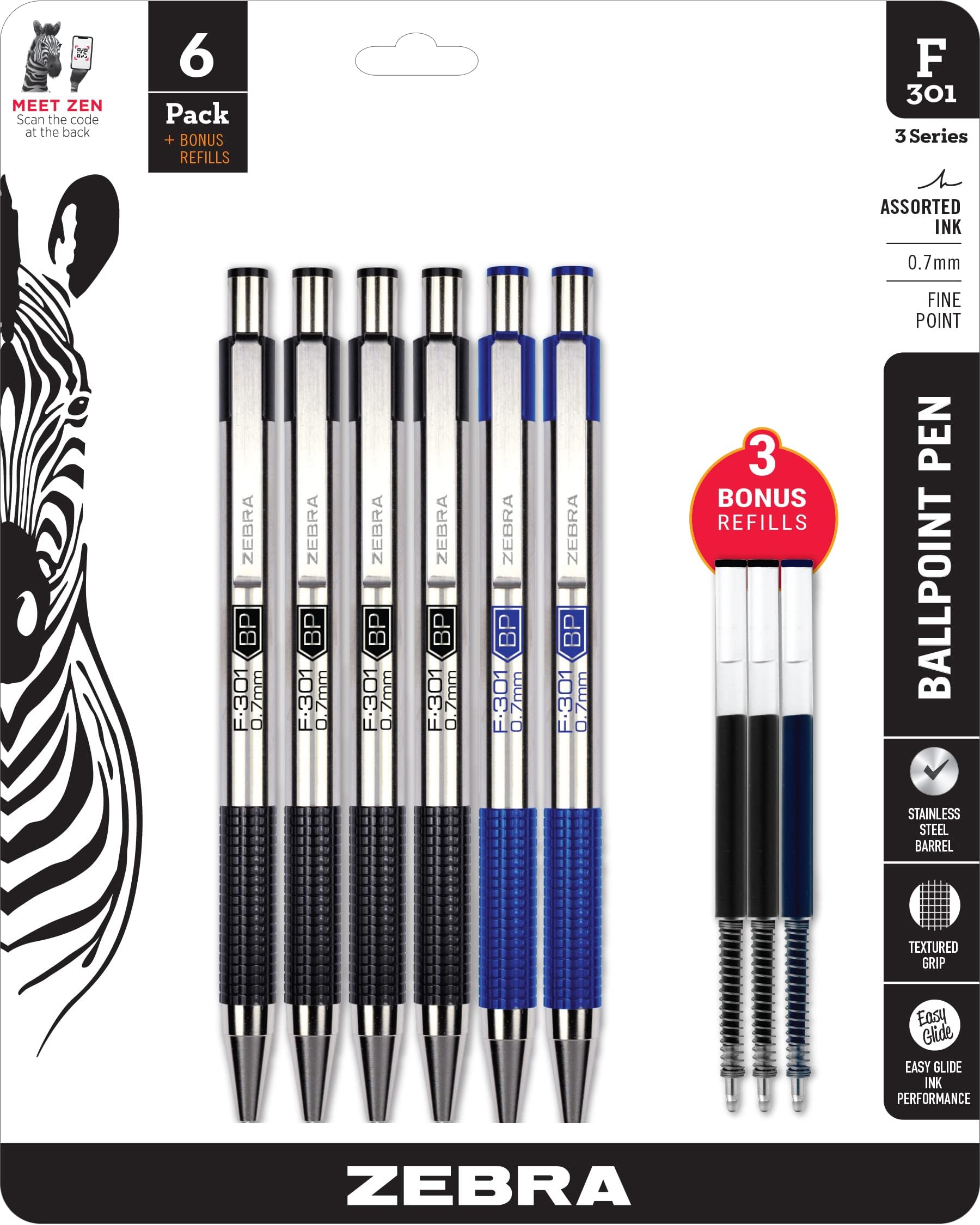 Zebra M/F 701 Stainless Steel Mechanical Pencil and Ballpoint Pen Set ...