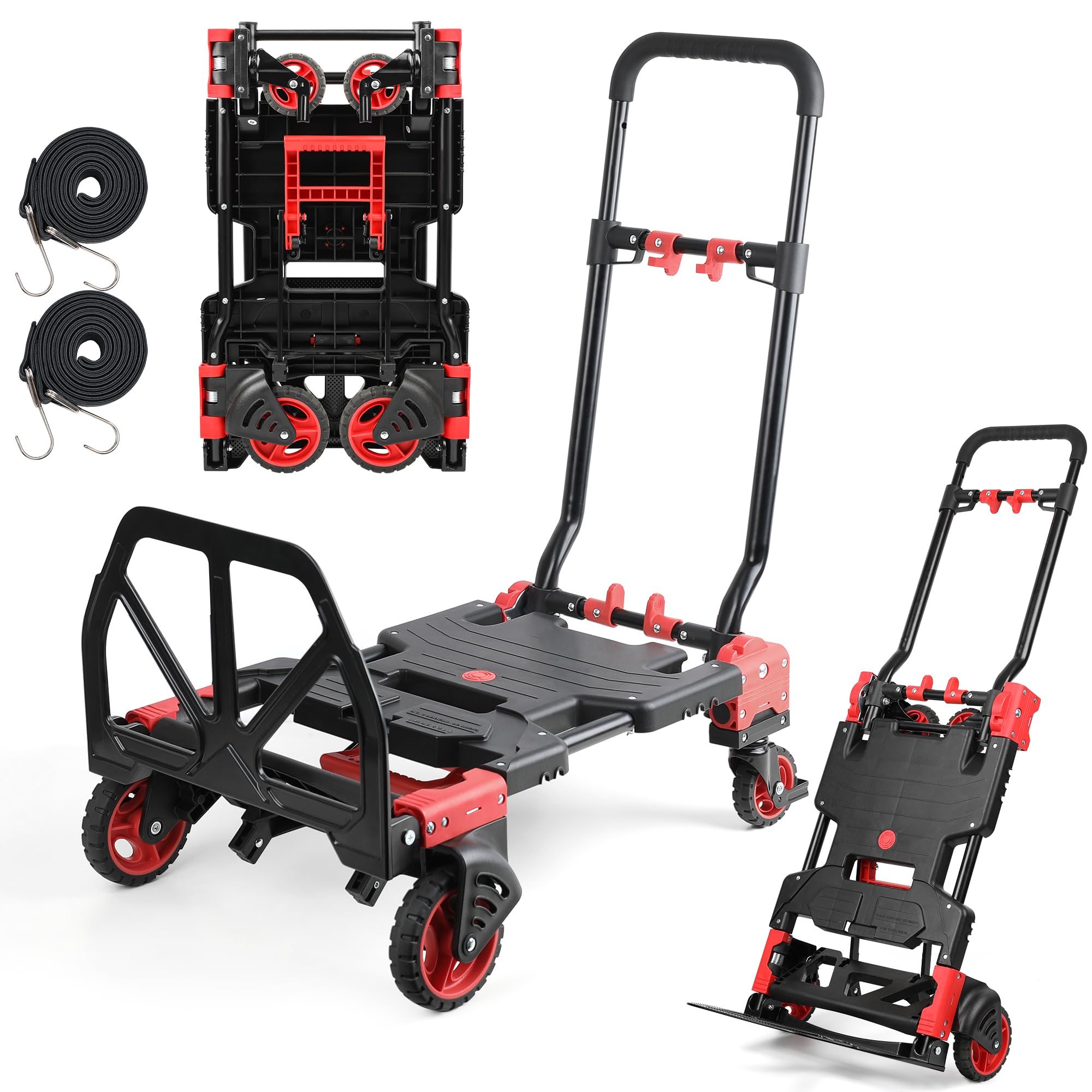VEHIDEA Folding Hand Truck with Wheels, 330LB Heavy Duty Collapsible ...