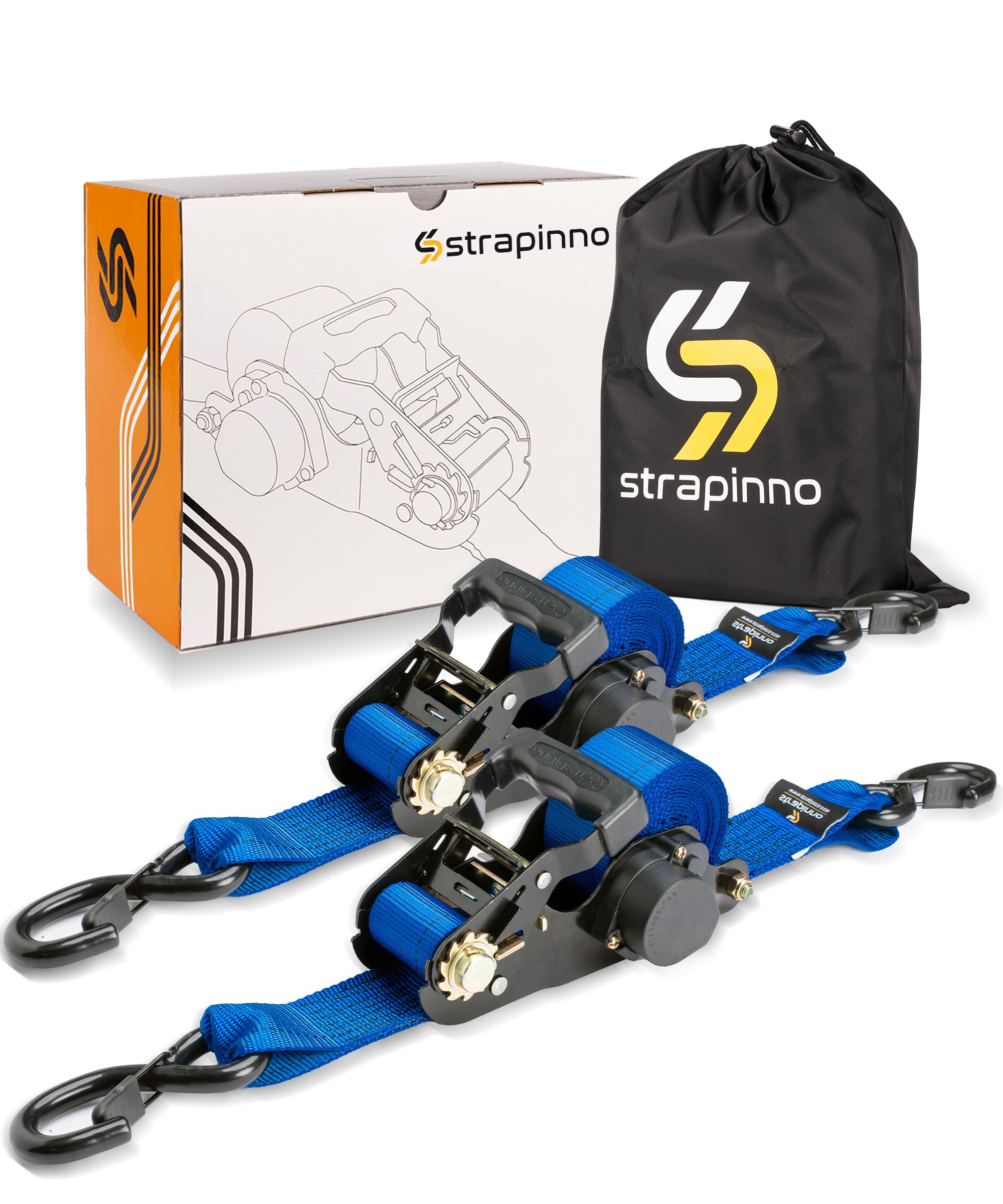 Amazon.com: Strapinno 2PCs Retractable Ratchet Tie-Down Straps,5,000 ...