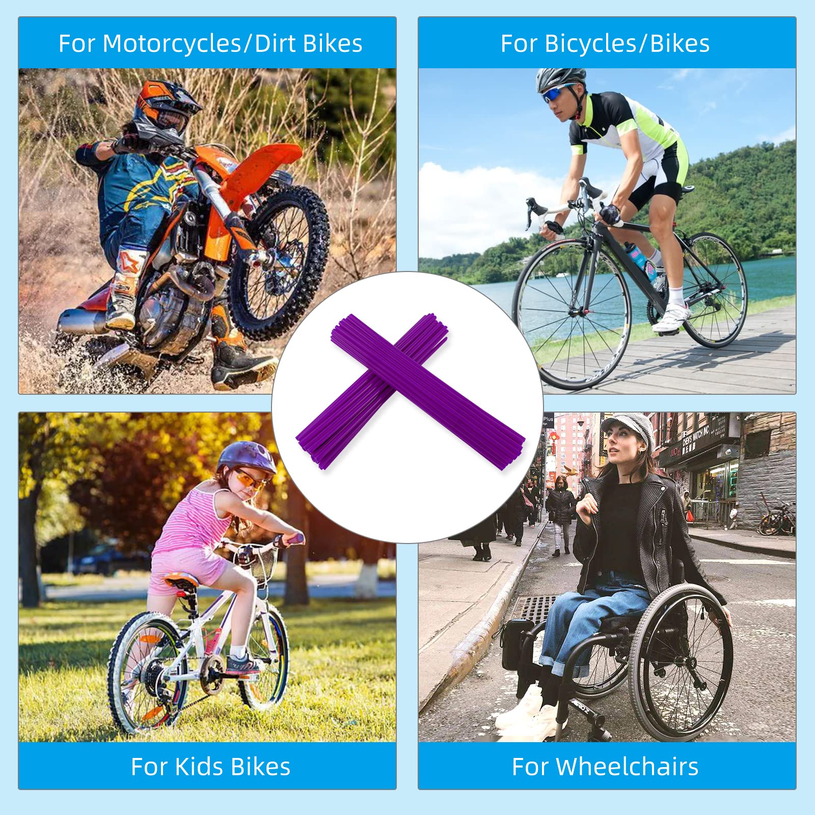 Snapklik.com : PPXIONG Purple Spoke Skins Covers: 8-21 Inch Rims ...