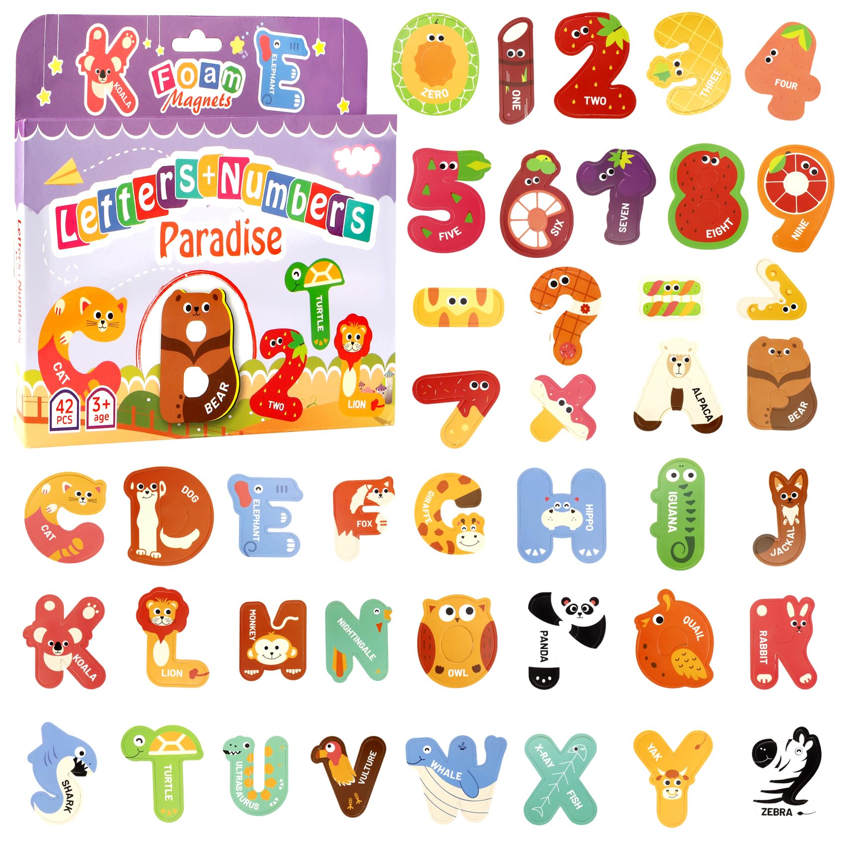 Amazon.com: Magnetic Letters and Number, 42 PCS Cute Animal Alphabet ...