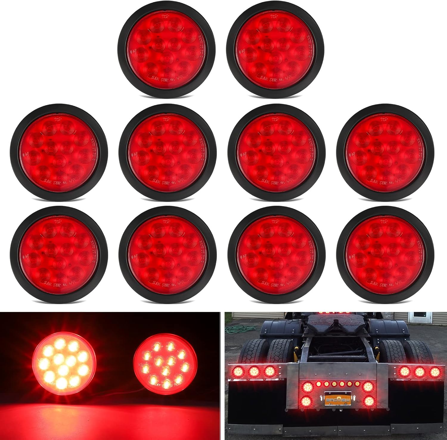 Amazon.com: PREMARKER 10PCS 4 Inch Round Red LED Trailer Tail Light, 4 ...