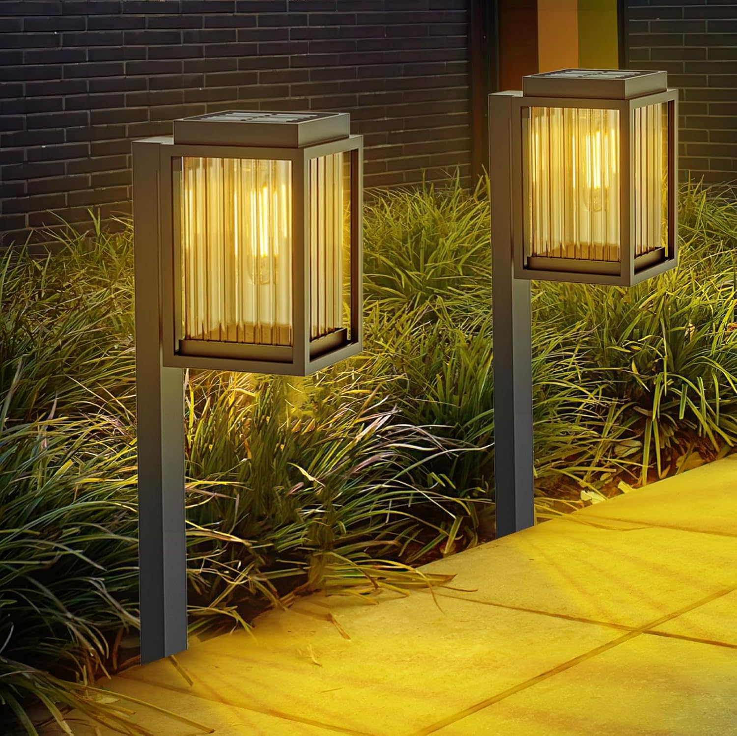 Solar Pathway Lights Outdoor, 2 Pack Solar Lights Outdoor, IP65 ...