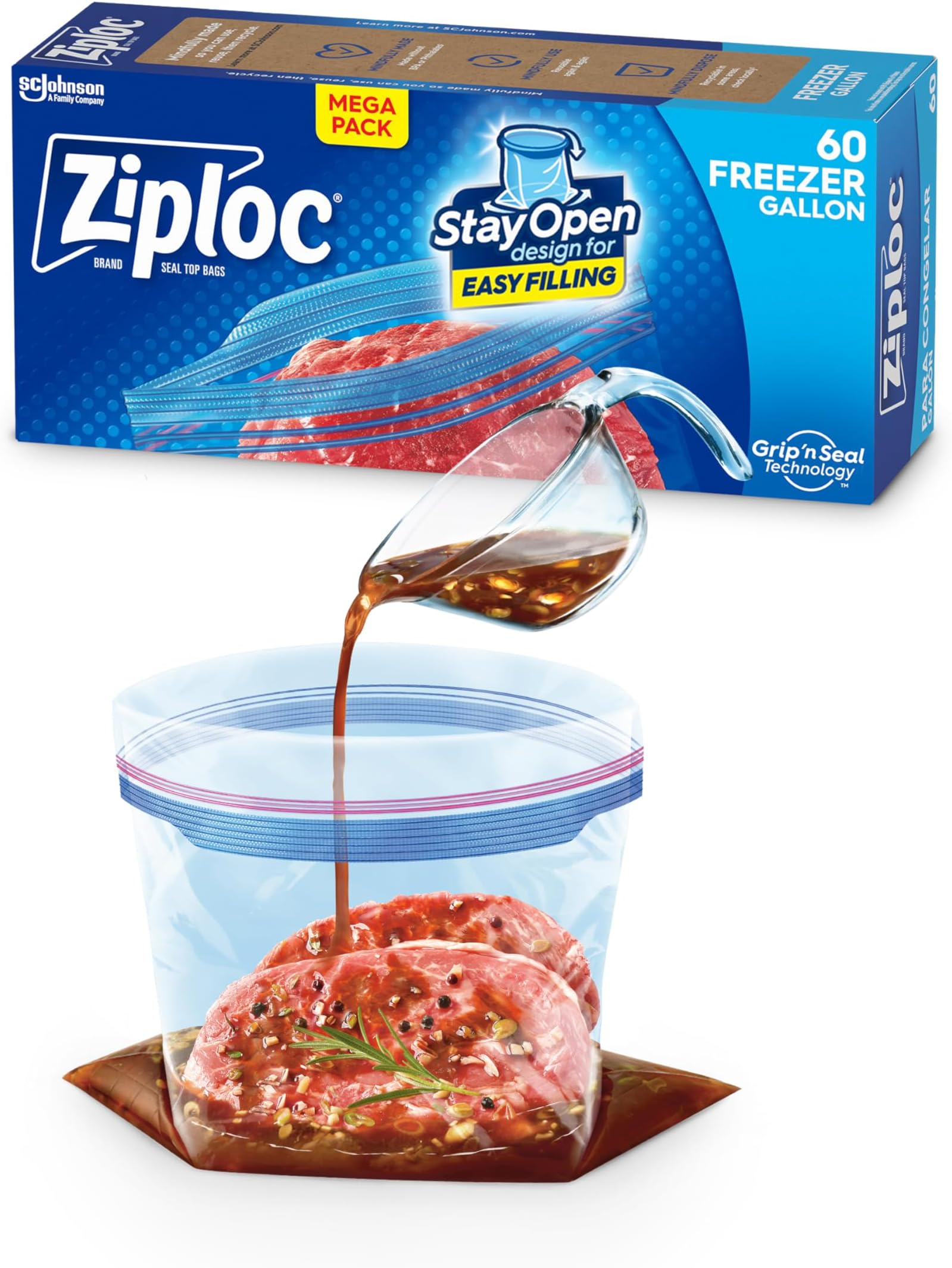 Ziploc Freezer Bags Gallon, 60.0 Count : Amazon.com.mx: Hogar y Cocina
