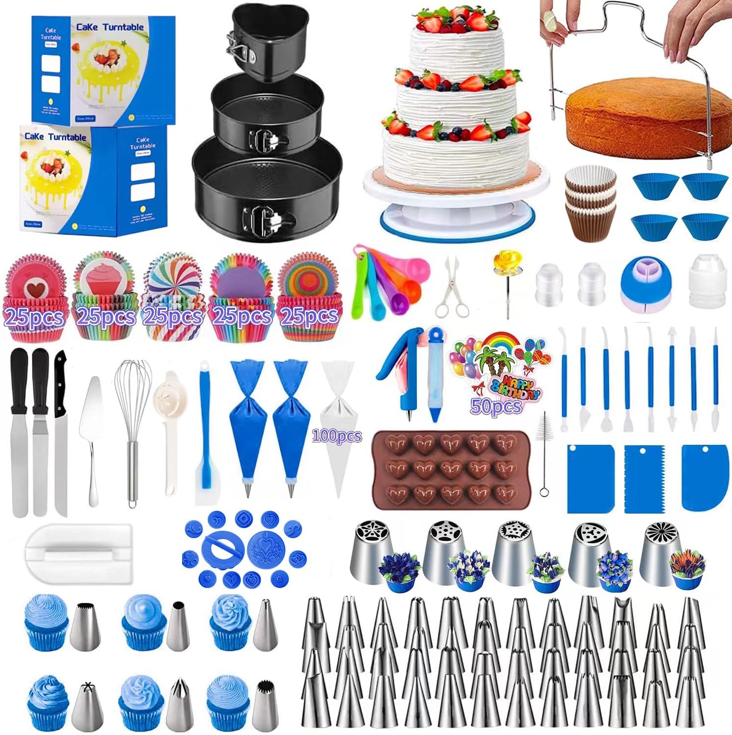 Amazon.com: Cake Decorating Supplies 489pcs, Baking Tools Set for Cakes ...