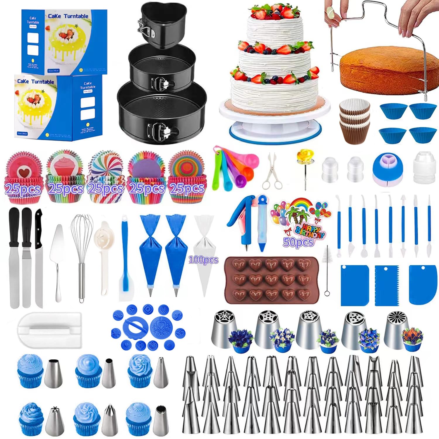Amazon.com: Cake Decorating Supplies 489pcs, Baking Tools Set for Cakes ...