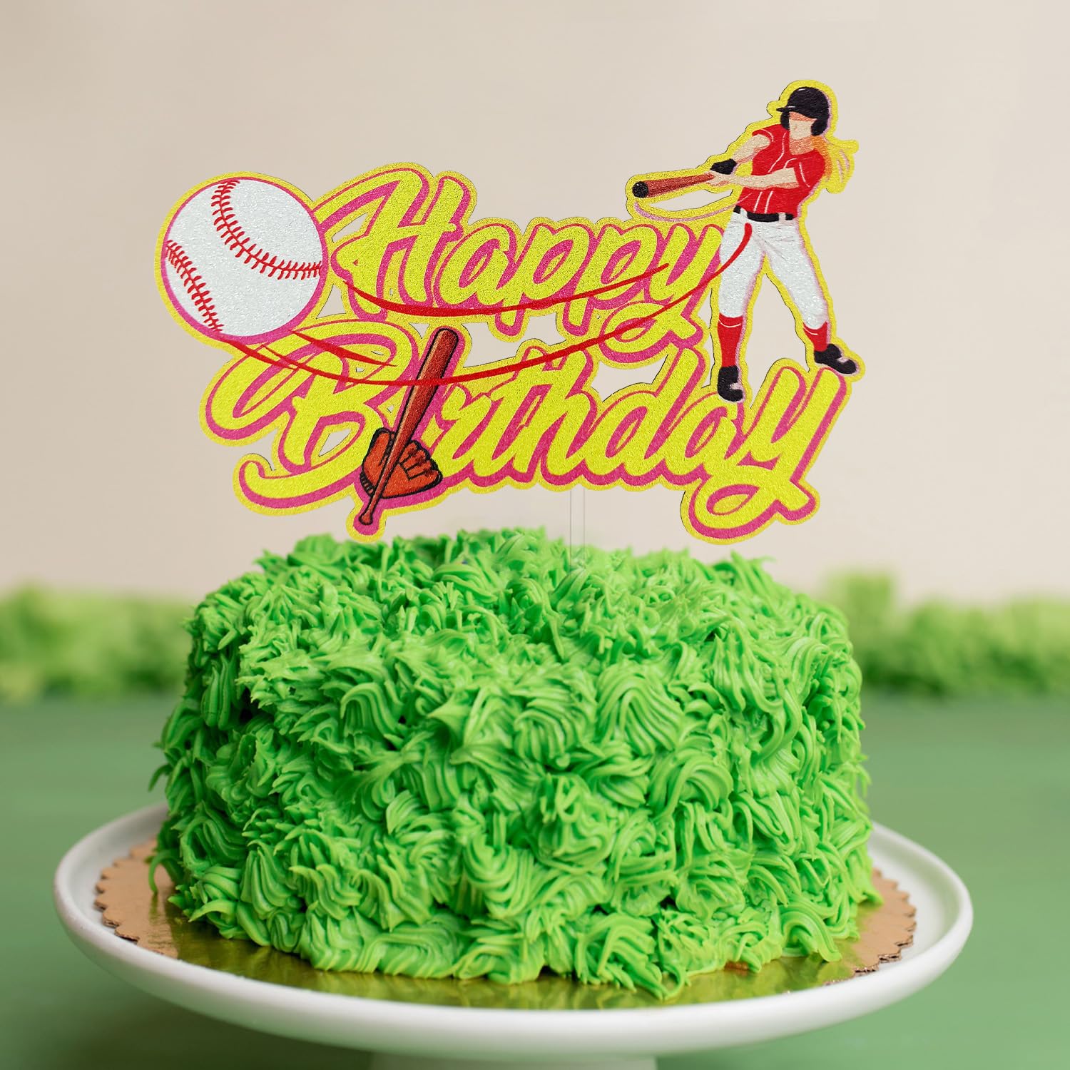 Snapklik.com : Girls Baseball Cake Topper, Baseball Theme Birthday ...
