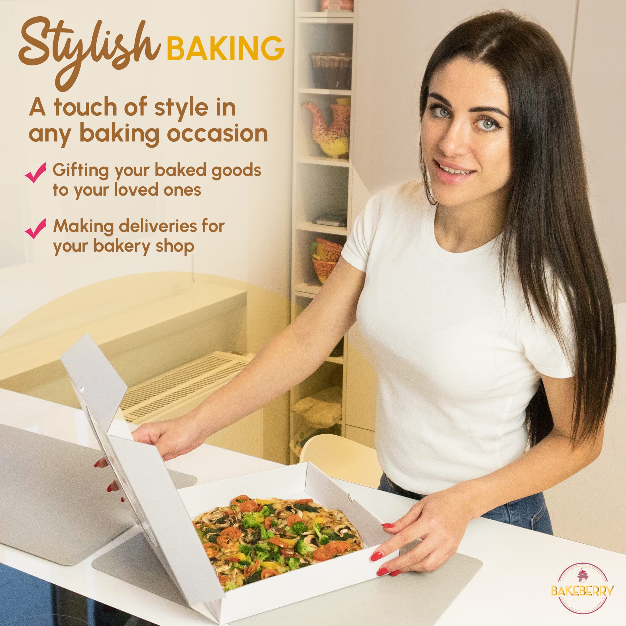 Buy BAKEBERRY Bakery Boxes With Window 10x10 – White Pizza Boxes ...