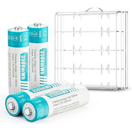 Amazon.com: AA Rechargeable Batteries with Charger 4 Pack Fast Charging ...
