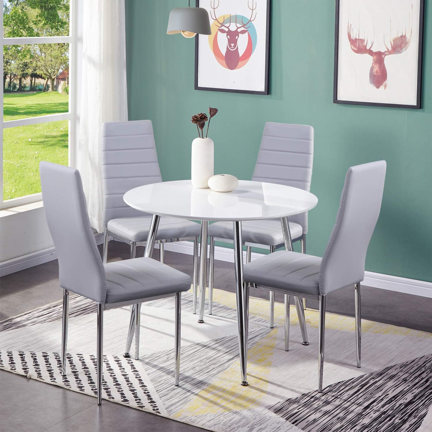 Modern Dining Room Set for 4, 110cm Dining Table with Dining Chairs ...