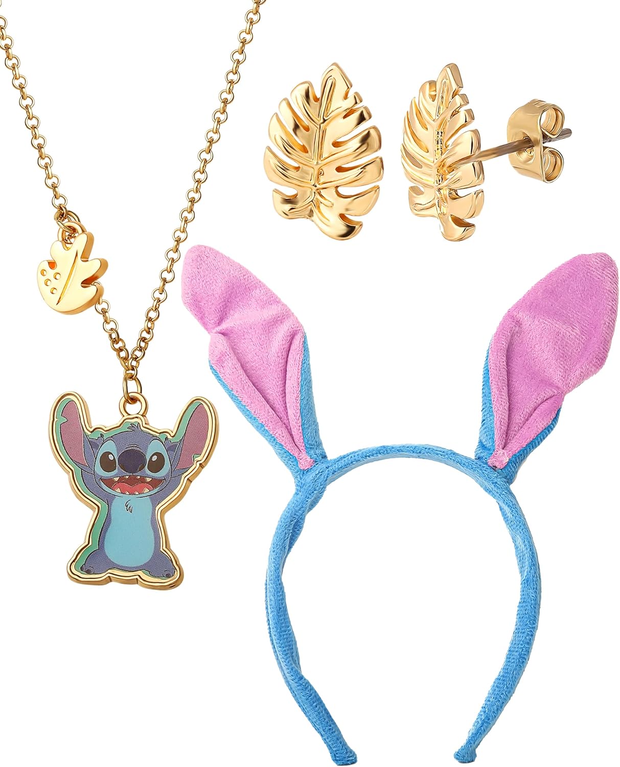 Disney Stitch Jewelry - Juego de 3 piezas con aretes de hoja de palma ...