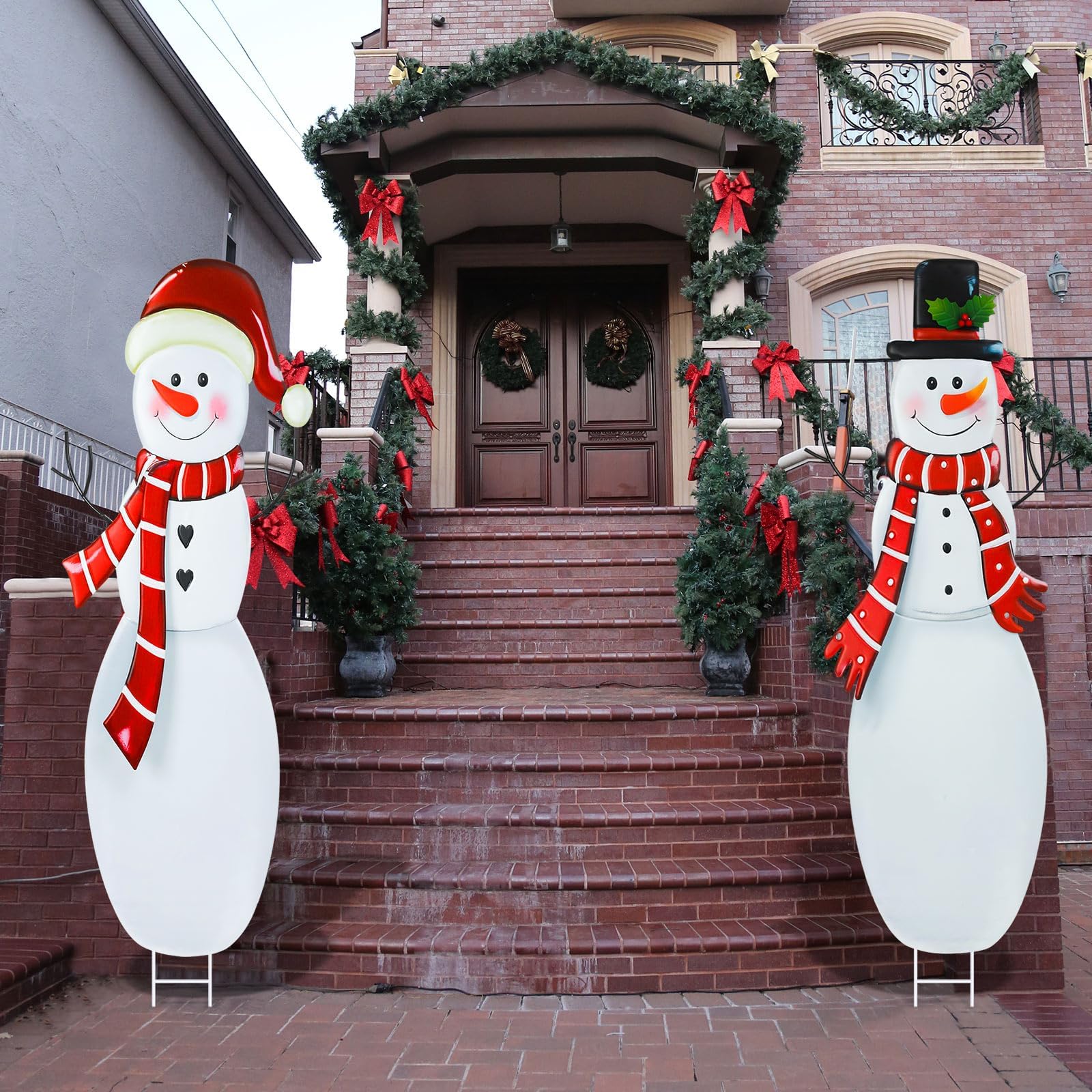 Amazon.com: Gisafai 2 Pcs 6ft Large Metal Christmas Snowman Yard Sign ...