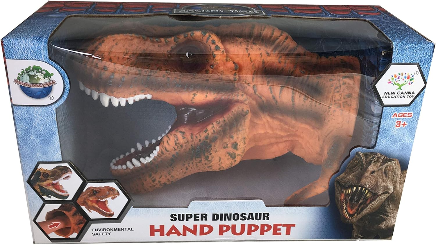 Large Rubber Dinosaur Hand Puppet T-Rex Tyrannosaurus Soft Play Toy ...
