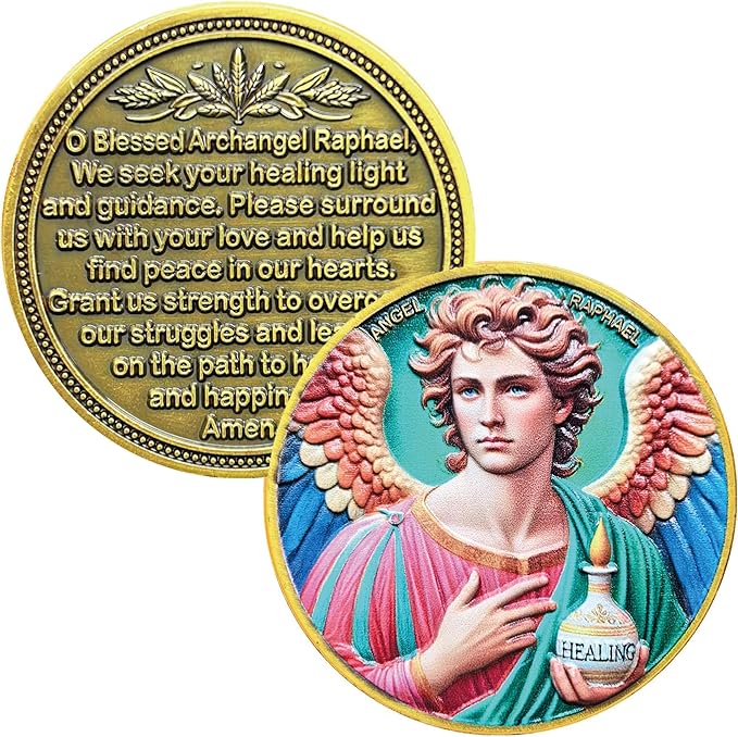 Amazon.com: Archangel Raphael Healing Coin with Prayer – Spiritual ...