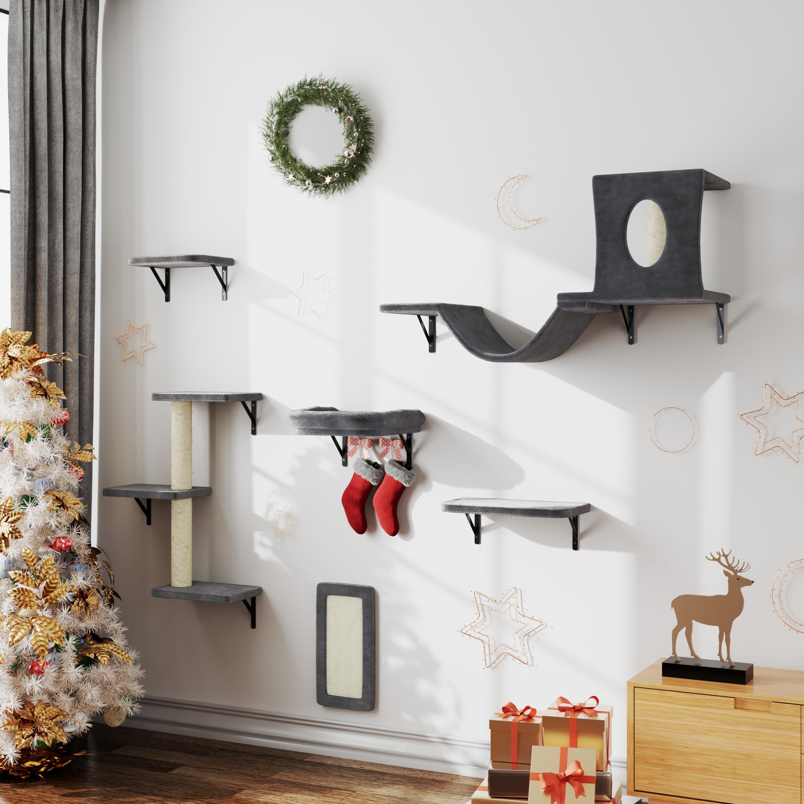 Amazon.com : Cat Wall Mounted Shelves Steps - Cat Wall Perches ...