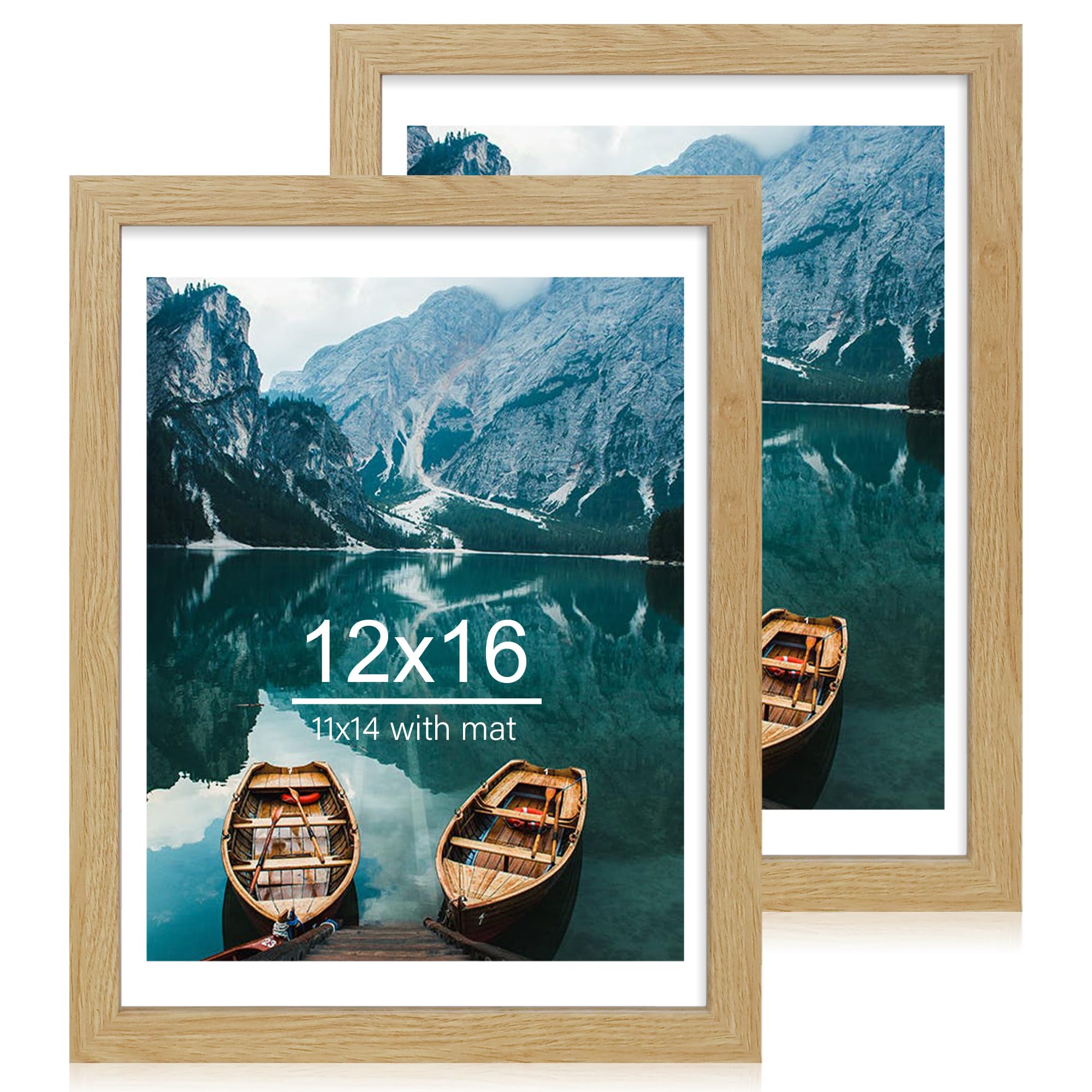 Amazon.com - Hongkee 12x16 Picture Frame Set of 2, Natural Oak Wood ...