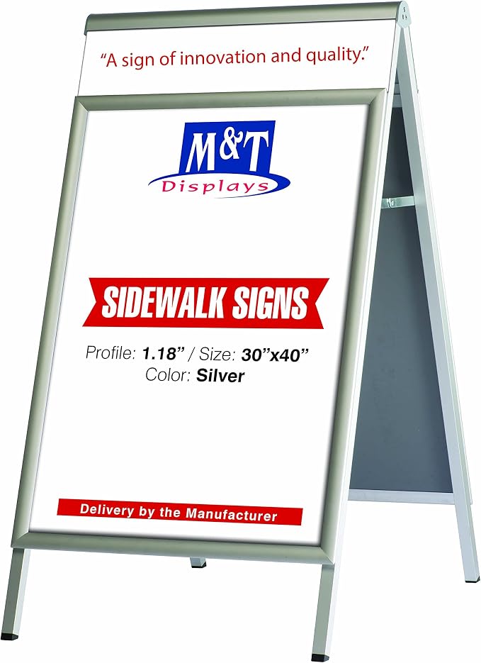 Amazon.com : M&T Displays Double-Sided, Silver A-Frame, Sandwich Board ...