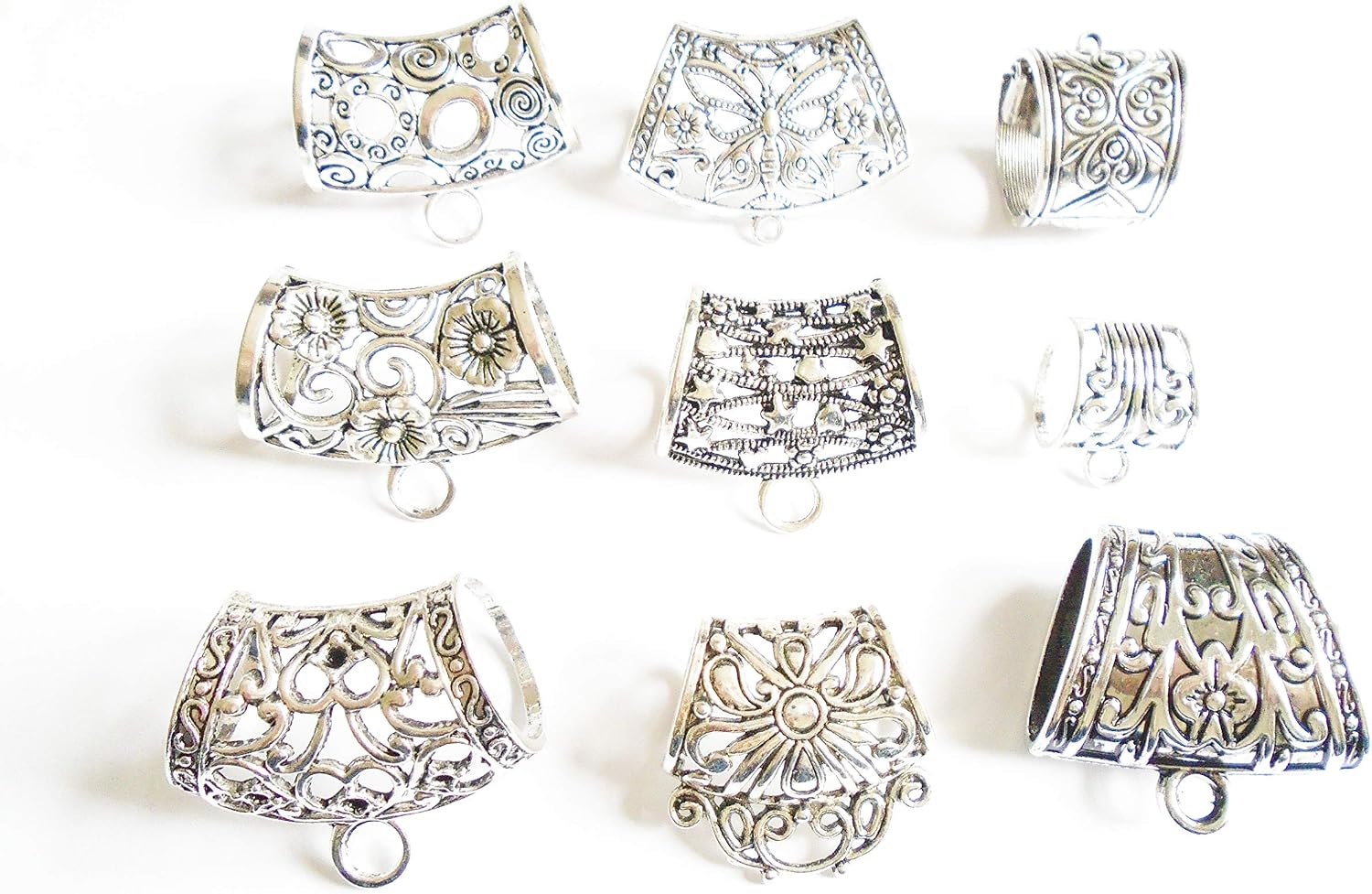 Amazon.com: 18pcs MetalSilver Fashion Scarf Slides Bails Pendant Scarf ...