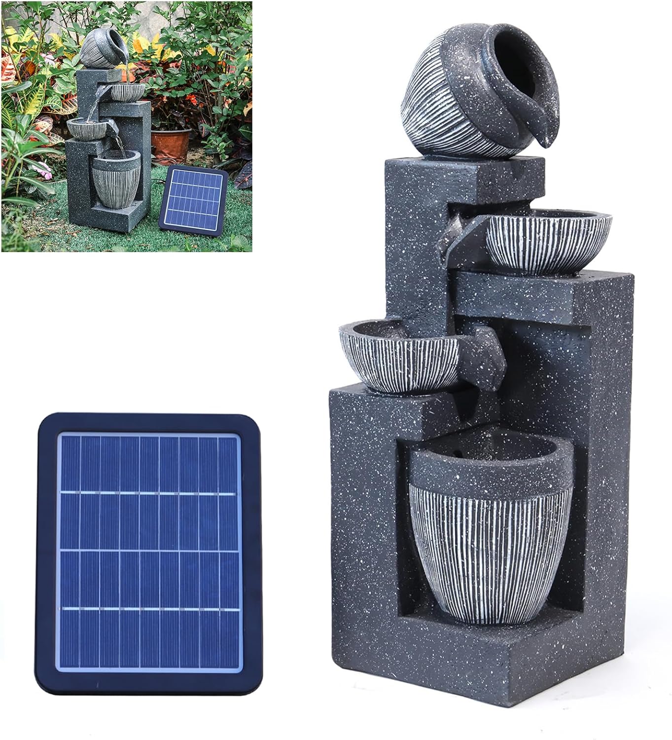 BTGGG Solar Water Fountain - Outdoor Garden Decoration, 4-Tier Bowl ...