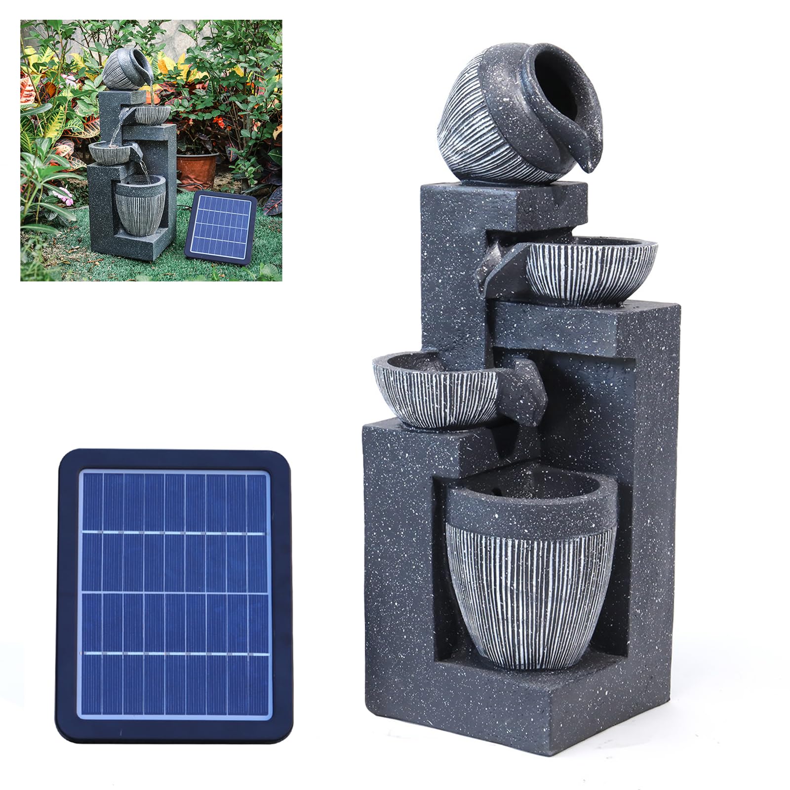 BTGGG Solar Water Feature Outdoor Solar Powered Garden Water Features ...