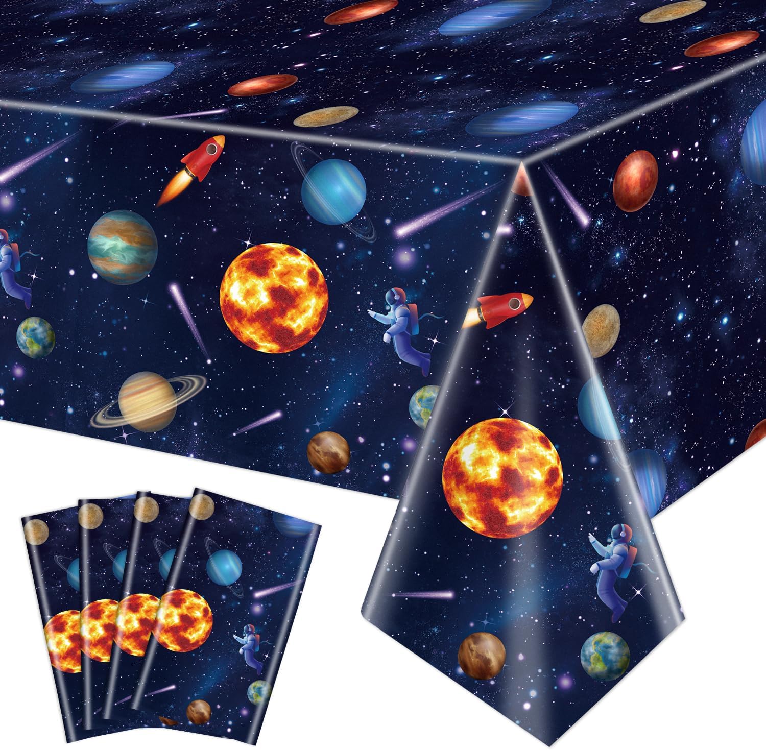 Amazon.com: 4 Pack Outer Space Tablecloths - Solar System Table Covers ...